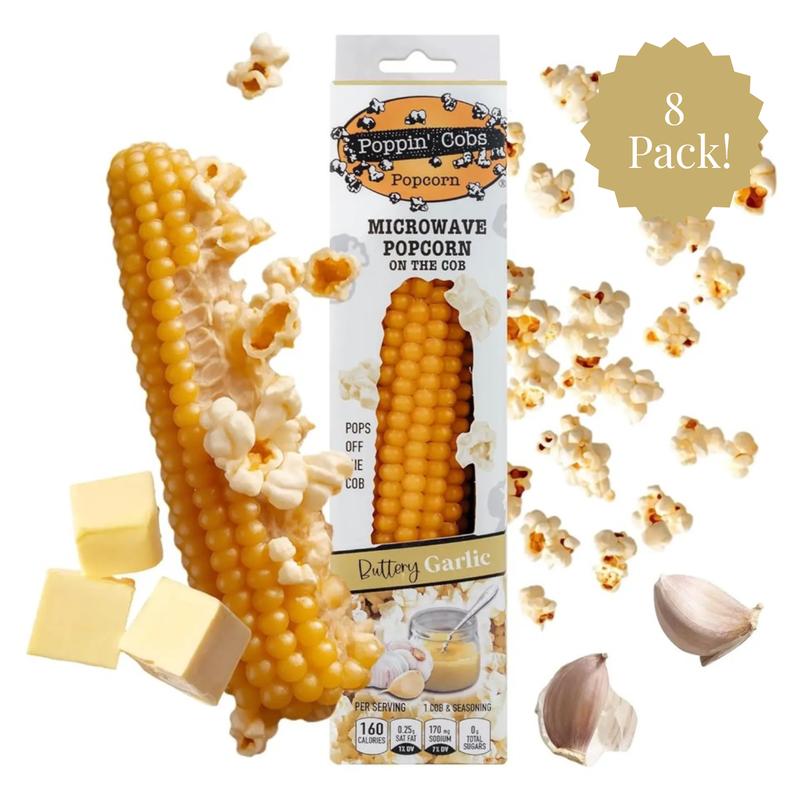 Poppin' Cobs Microwave Popcorn with Buttery Garlic Seasoning (Pack of ...