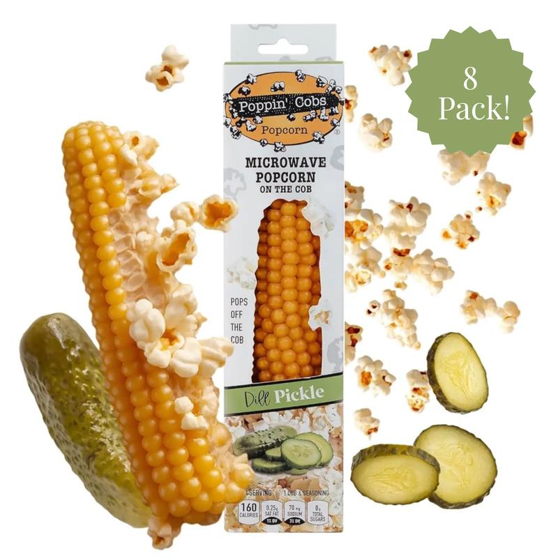 Poppin' Cobs Microwave Popcorn with Dill Pickle Seasoning (Pack of 8 ...